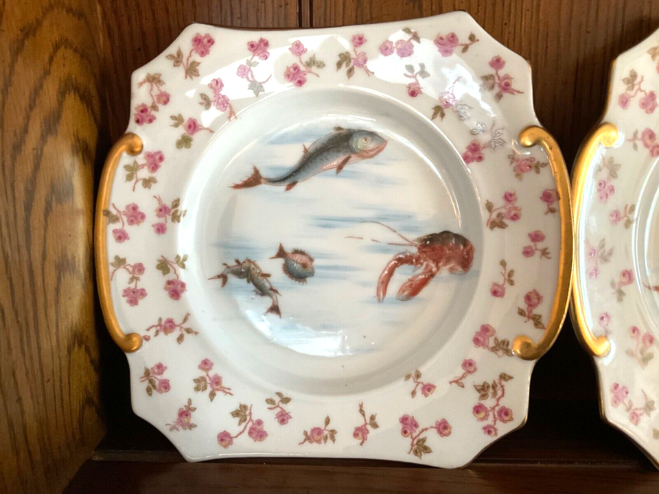 ANTIQUE FISH PLATTER SET 9 PIECES FRIEDA GESCHUTZT Hallmarked AUSTRIA ...