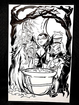 Weird Sisters inspiration original Art by Jason Dube 17" Pencils/Inks ...