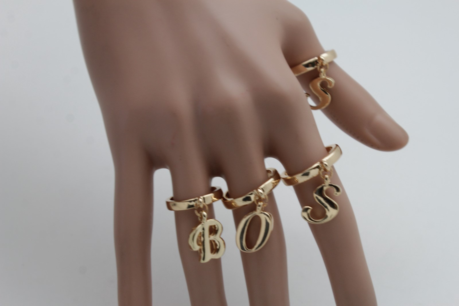 Cool Women Gold Metal Wrap Around 4 Fingers Ring Fashion Jewelry Snake ...