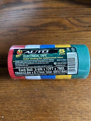 Duck 5-COLOR 60 ft AUTO ELECTRICAL TAPE 3/4 in x 12 ft x 7 mil Color ...