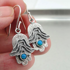 Hadar Designers Blue Opal Dangle Hamsa Earrings Sterling Silver ...