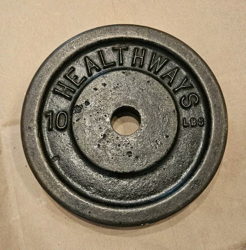 SINGLE Vintage Healthways Barbell 10lb Standard Weight Plate Cast Iron ...
