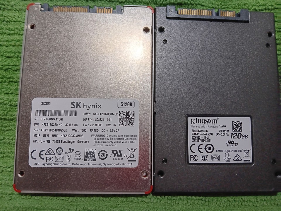 Kingston 120gb ssd SKhynix 512gb ssd lot used 2.5inch sata from working ...