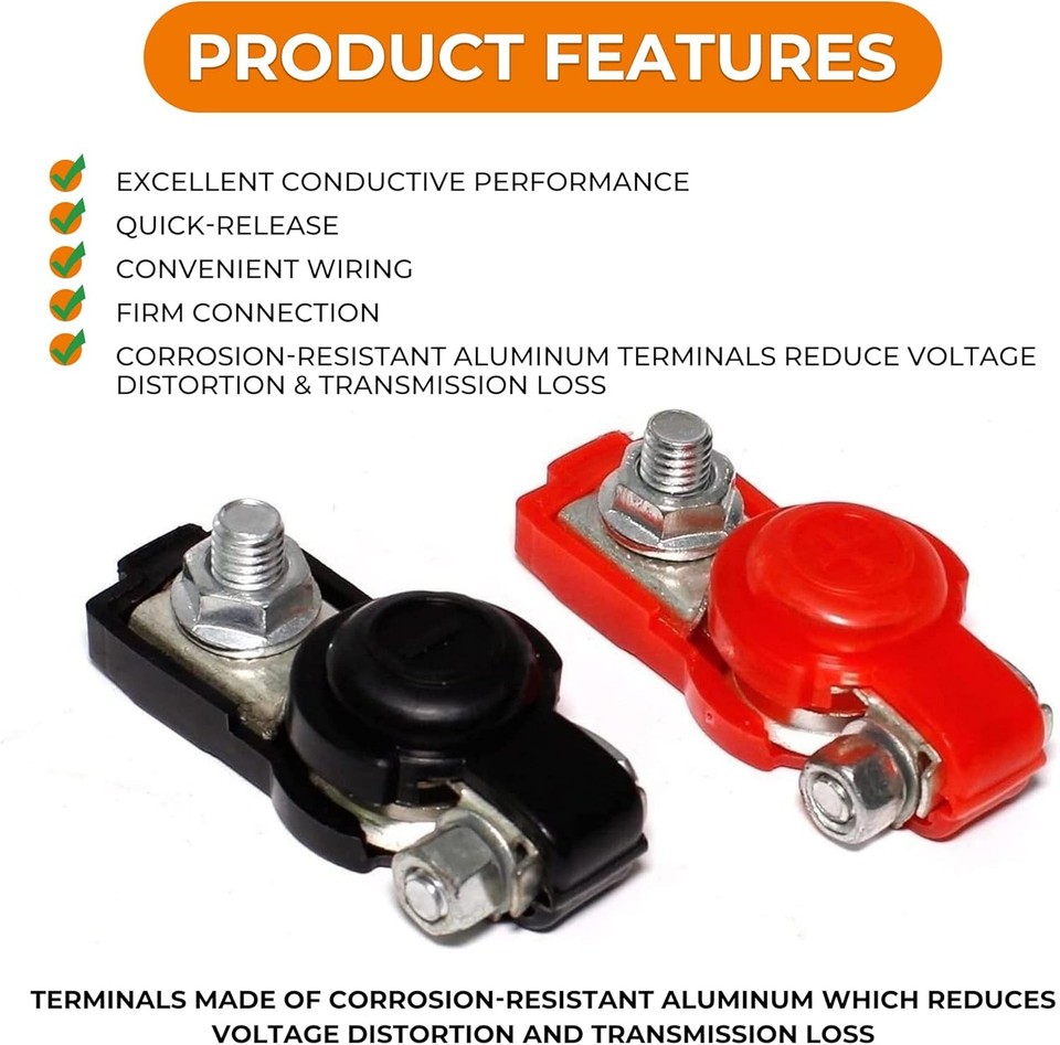 Car Battery Terminal Connectors, Heavy-Duty 12V Terminals for Cars ...