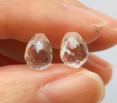 Sparkly Crystal Quartz Faceted Mini Bulb Drops 6x8 mm One Pair G8712 | eBay