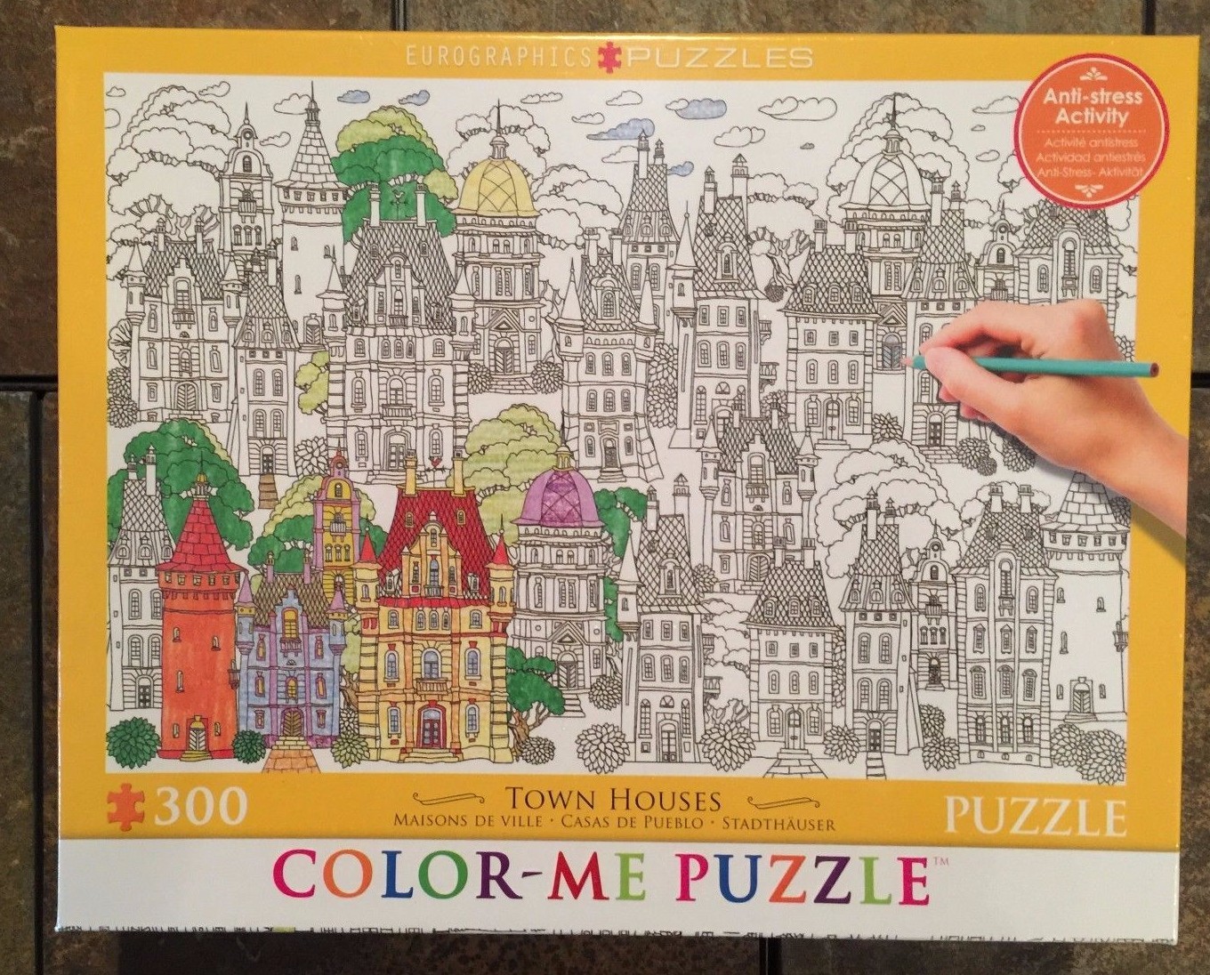 Color Me Jigsaw Puzzle 300 PC Town Houses Grown up Relax City ...