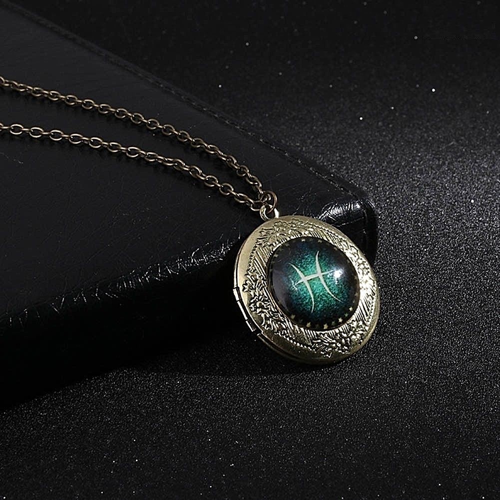 ZODIAC CONSTELLATION 1-1/4" Locket 24" Pendant Necklace Horoscope | eBay