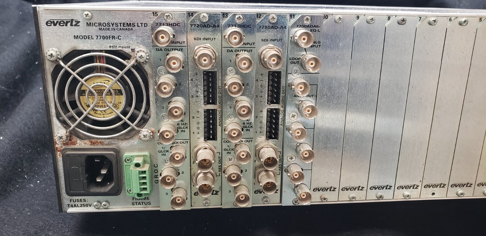Evertz 7700FR-C MultiFrame Router with 7713 HDC, (2) 7720AD-A4, 7713HDC, 770ADA6 | eBay
