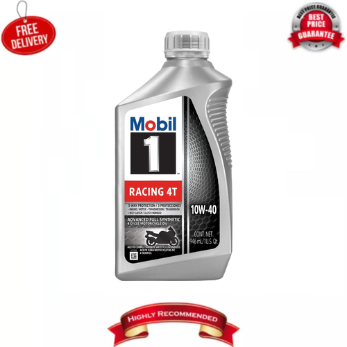 Mobil 1 Racing 4T Full Synthetic Motorcycle Oil 10W-40, 1 Quart (FREE ...