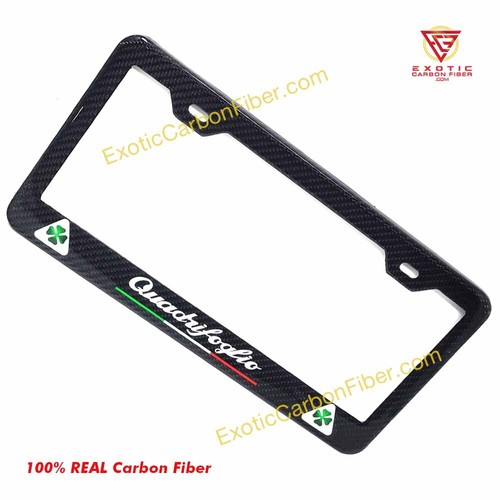Alfa Quadrifoglio Script Italy Stripe Carbon Fiber License Plate Frame ...