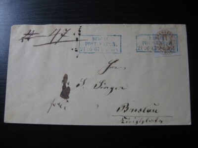 PRUSSIA PREUSSEN GERMAN STATES Mi. #18 very nice stamp on cover w/ blue ...