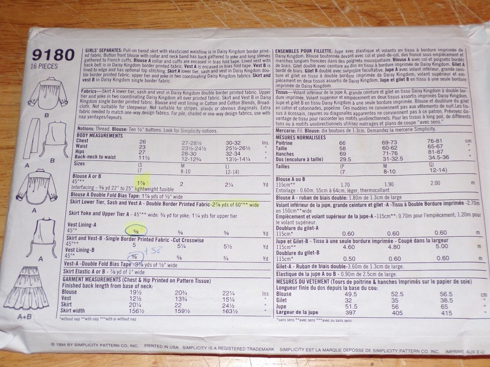 🌺 DAISY KINGDOM-SIMPLICITY #9180-GIRLS WESTERN SKIRT-TOP-VEST PATTERN ...