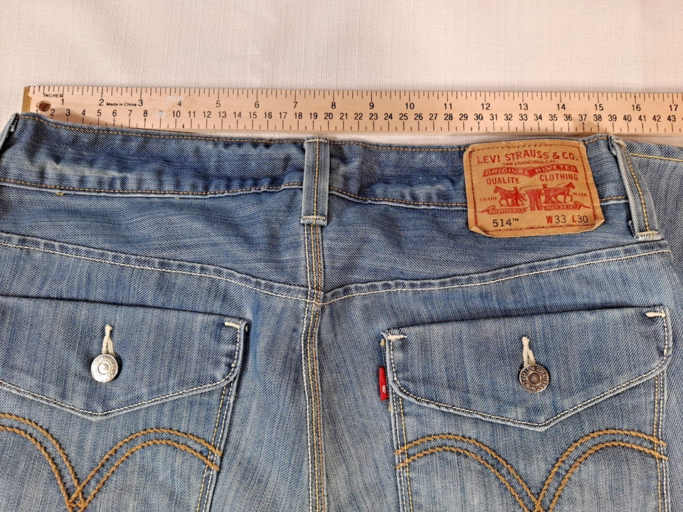 Levi’s 514 Slim Straight Denim Blue Jeans Light Wash Classic Marble ...