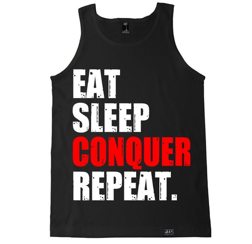 EAT SLEEP CONQUER REPEAT GYM FITNESS FIT WHEY MMA CROSSFIT WORKOUT LIFT ...
