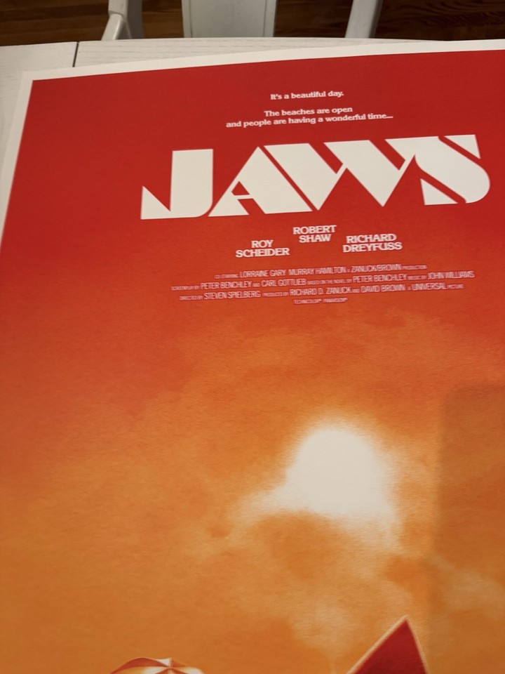 JAWS 50th Anniversary Print Poster by Matt Ryan Tobin Shark Bigger Boat ...