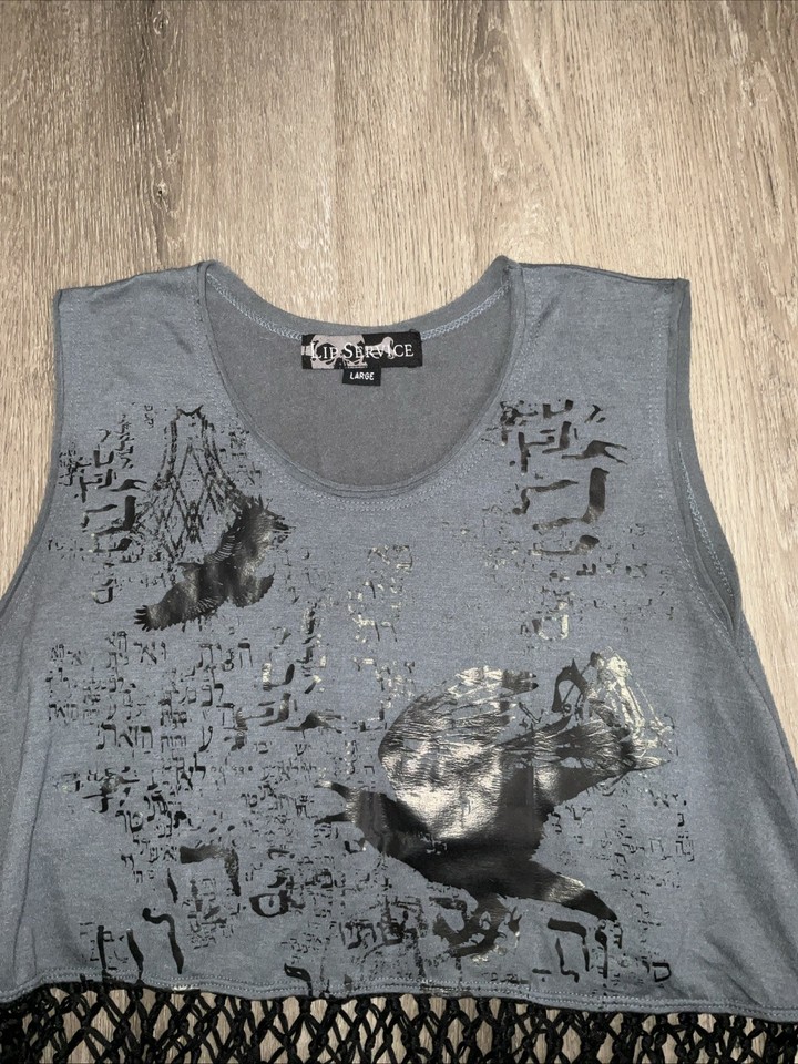 Lip Service CROW FRINGE Top L Vintage Y2K Mall Goth Punk Emo ...