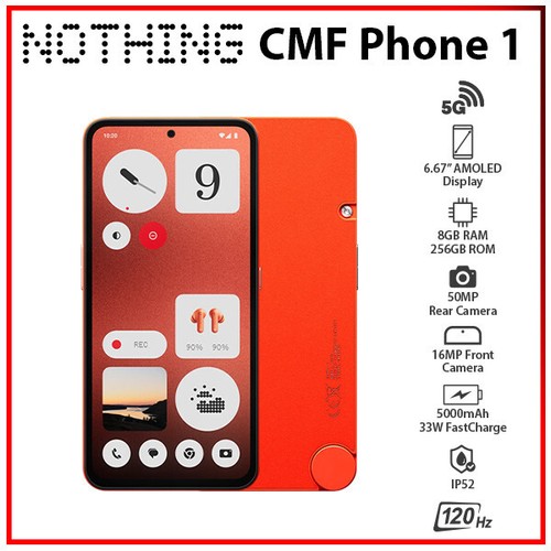 Nothing CMF Phone 1 5G ORANGE 8GB+256GB Dual SIM Unlocked Android Cell ...