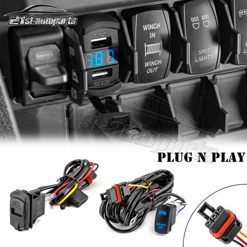 LED Voltmeter Dual USB+LED Light Bar Wire For Polaris RZR PRO XP Pulse ...