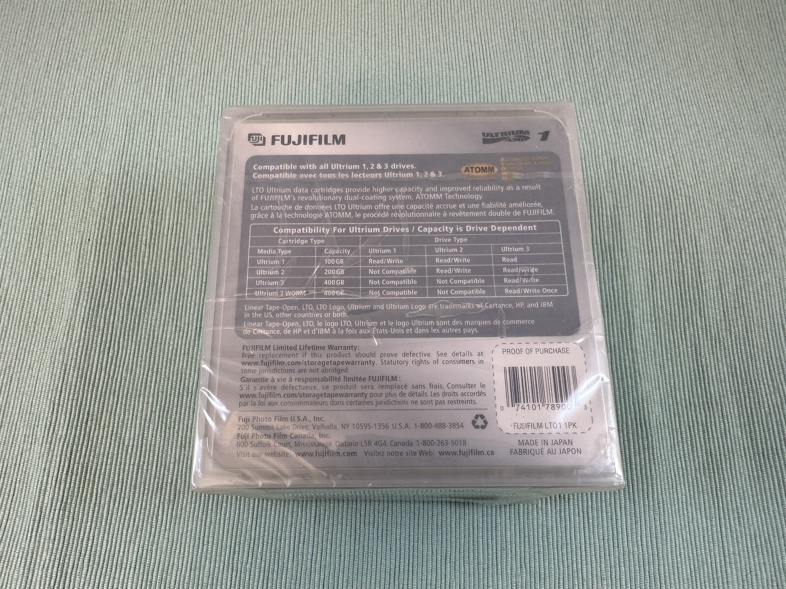 Lot of 3 Fujifilm LTO Ultrium-1 Data Tape Cartridges 100GB/200GB sealed ...