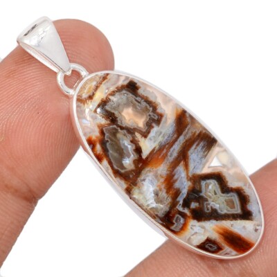 Natural Tube Agate - Turkish 925 Sterling Silver Pendant Jewelry ...