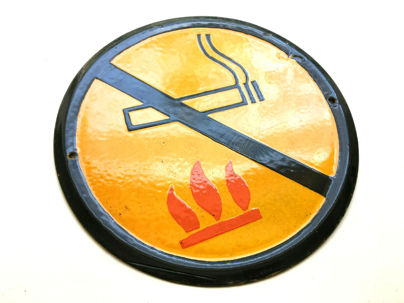 Vintage Tin Enamel Porcelain Sign Industrial - No Smoking Flammable ...