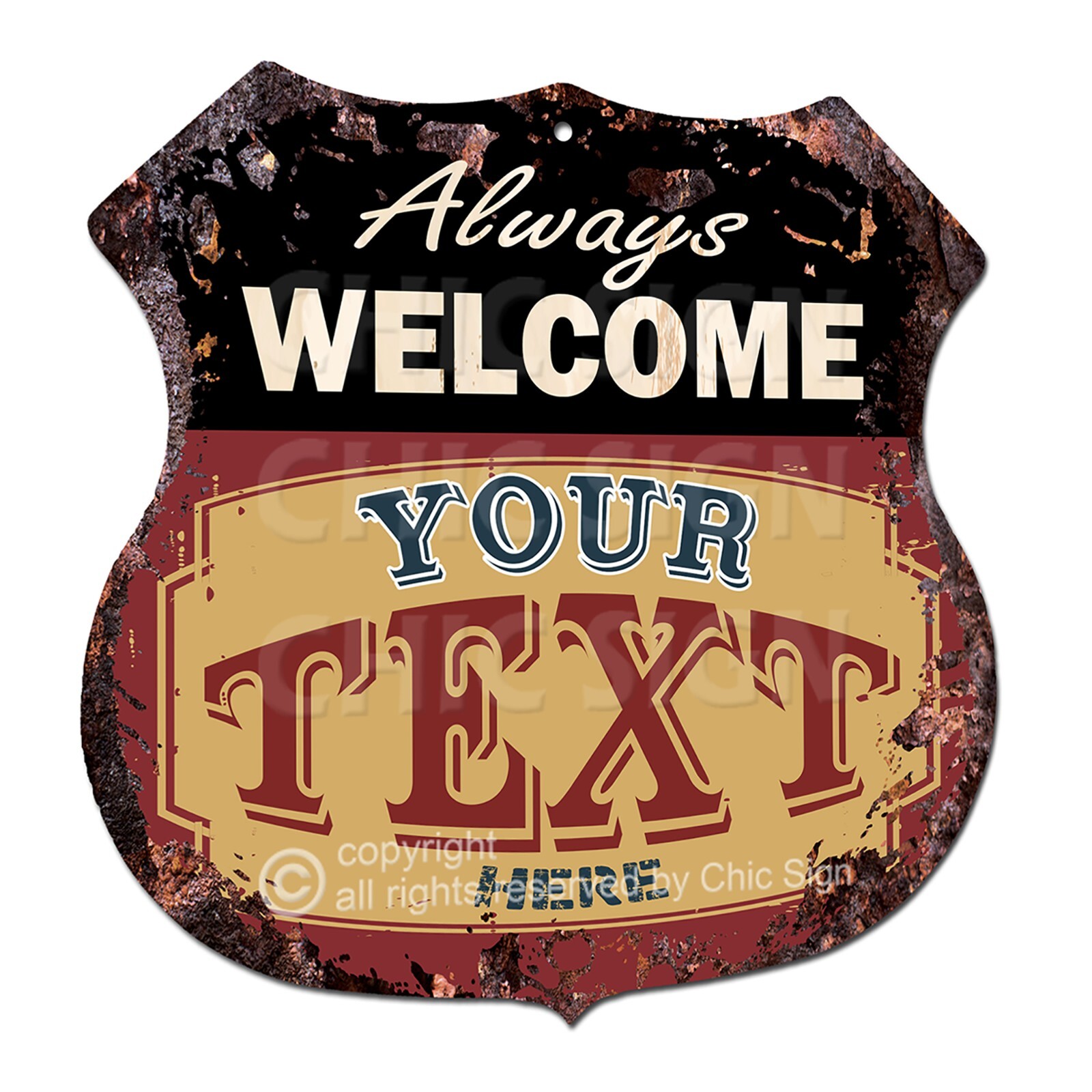 BP-0744 ANY NAME'S Custom Personalized Welcome Shield Metal Sign Decor ...