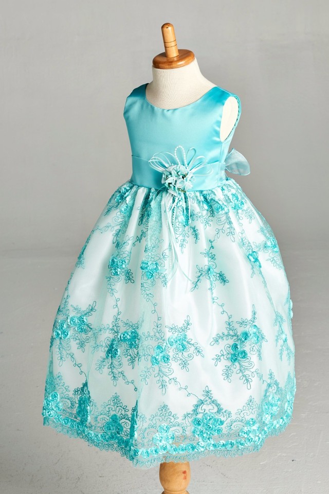 Aqua Lace Easter Pageant Recital Bridesmaid Birthday Flower Girl Dress ...