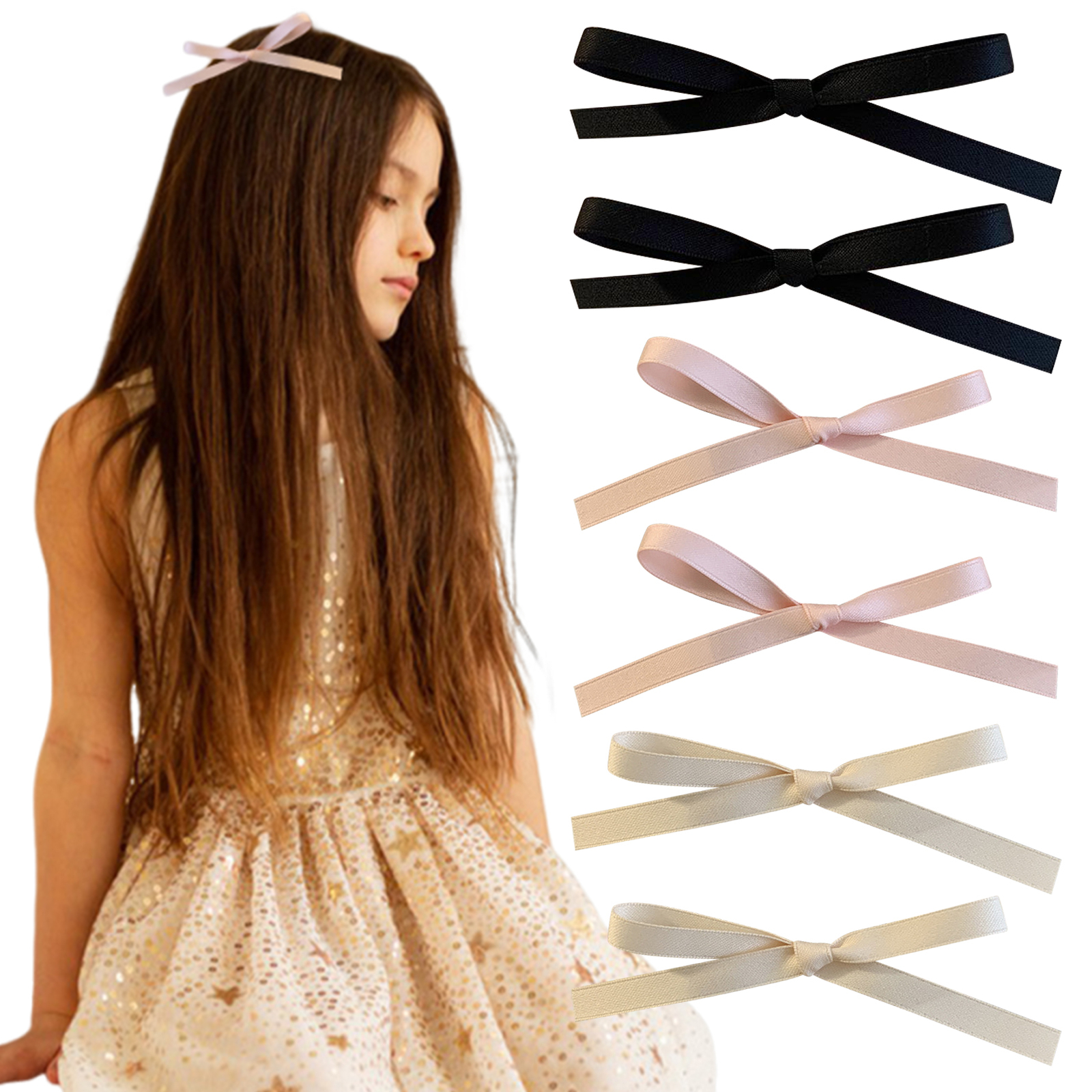 6pcs Women Soft Ribbon Small Cute Photo Prop Fashion Wedding Daily Bow ...