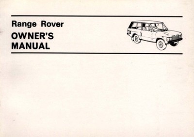 Range Rover Owner's Manual, Paperback by Brooklands Books Ltd., Brand ...