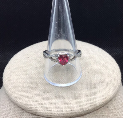 Sterling Silver 925 Simulated Ruby & Cz Ring Sz 10.75 X579 | eBay