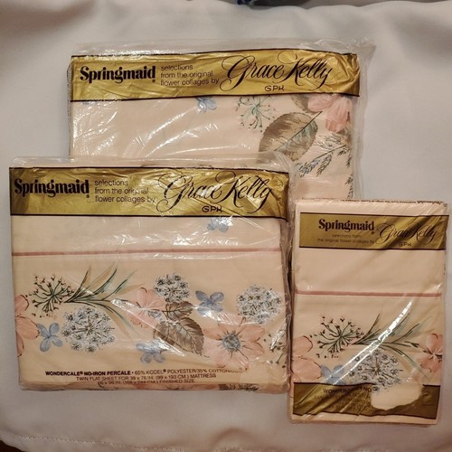 NEW vtg Springmaid Grace Kelly TWIN Flat FITTED Sheet REVERIE PLUS ...