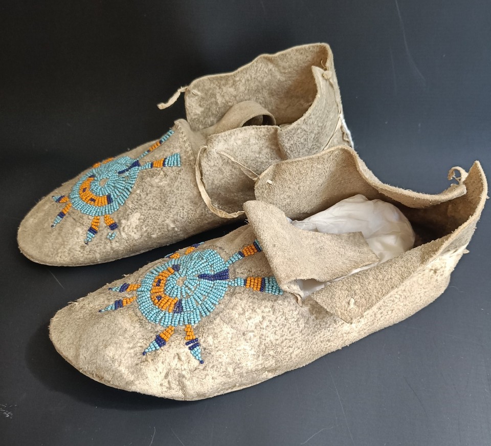 Old Native American Beaded Moccasins plains Cheyenne | eBay
