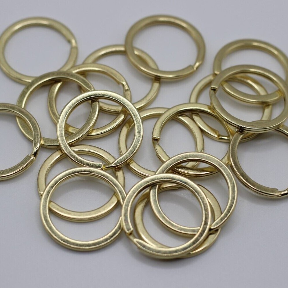 25mm Silver Gold Metal Split Rings Flat Round Keyring Hoop Loop Key ...