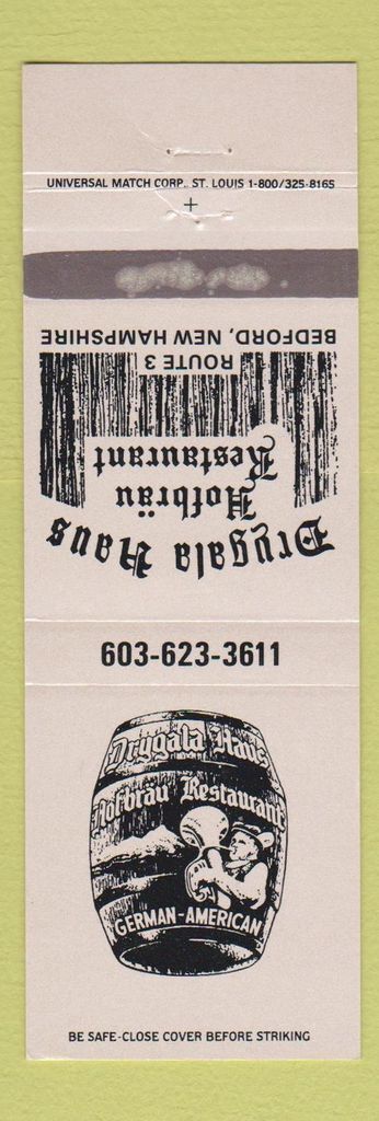 Matchbook Cover - Drygala Haus Hofbrau Bedford NH WEAR | eBay