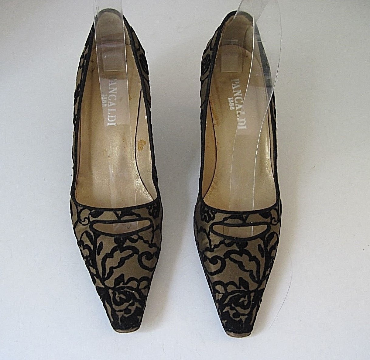 Authentic Pancaldi Made Italy Womens Brown Black Silk Dress Pumps Size ...