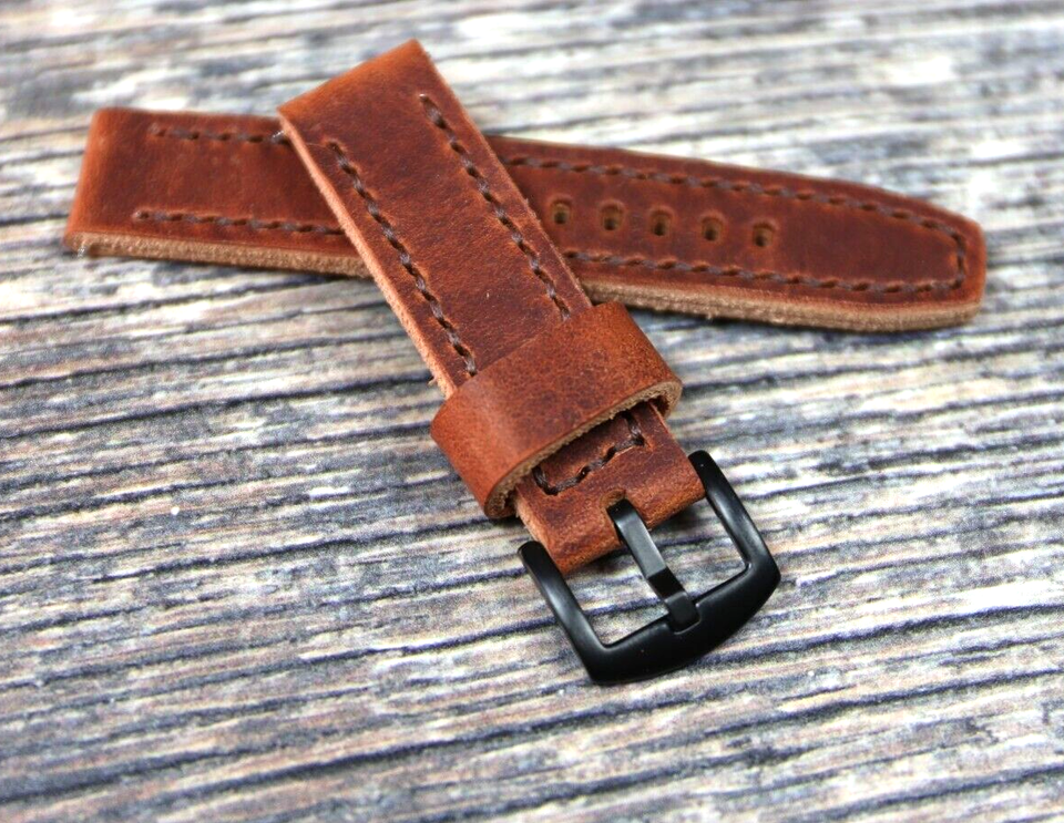 Handcrafted Brown Horween Leather Watch Strap | Panerai Style Band, 18 ...