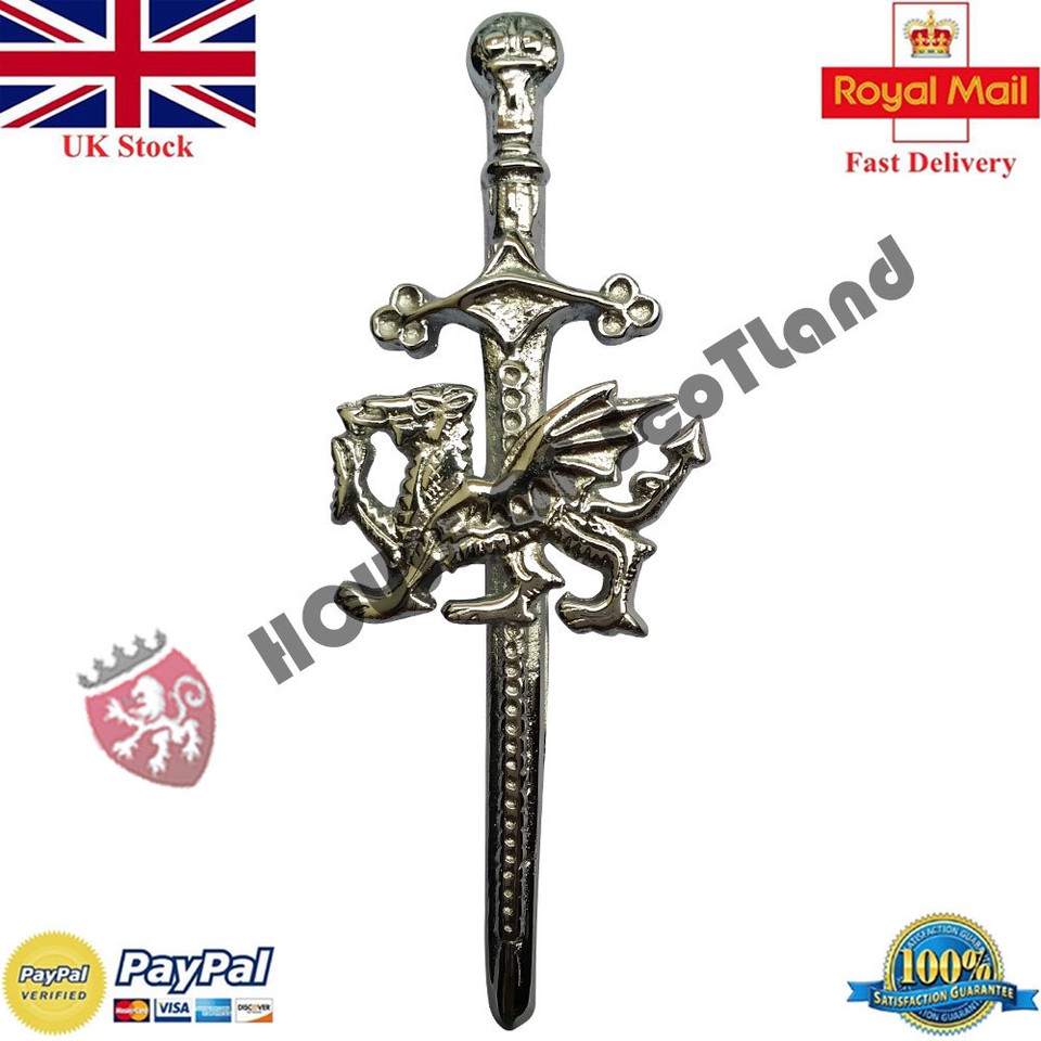 Scottish Kilt Pins Various Design Chrome Finish 4" Highland Pin ...