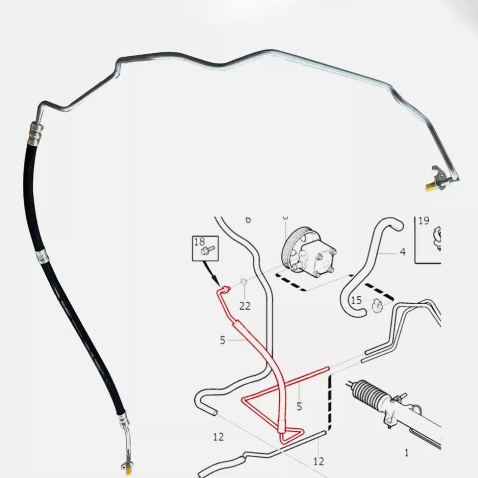 High Pressure Power Steering Pipe (Pump to Rack) For 2002-14 Volvo XC90 ...