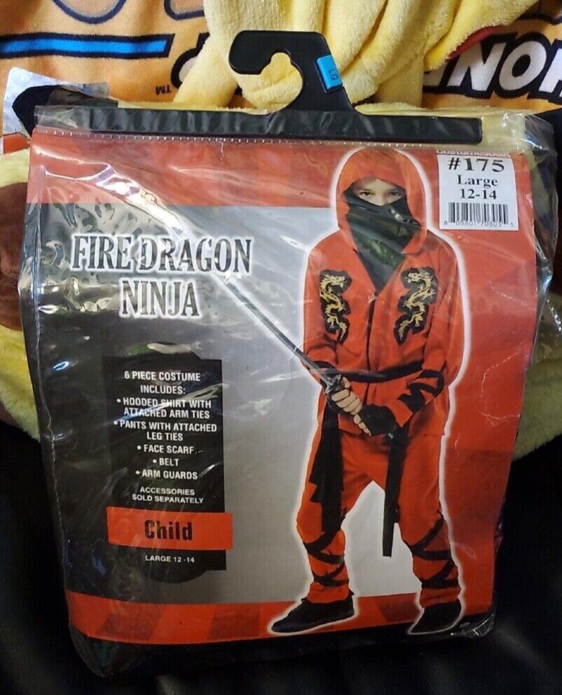 Fire Dragon Ninja Child Large Halloween Costume (Size… - Gem