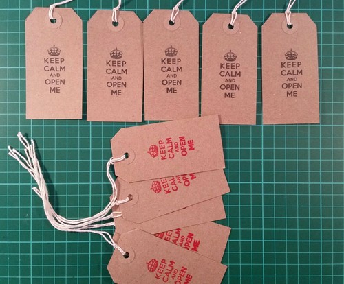 10 Hand Printed Gift Tags KEEP CALM & OPEN ME 9x4.8cm Luggage Vintage ...