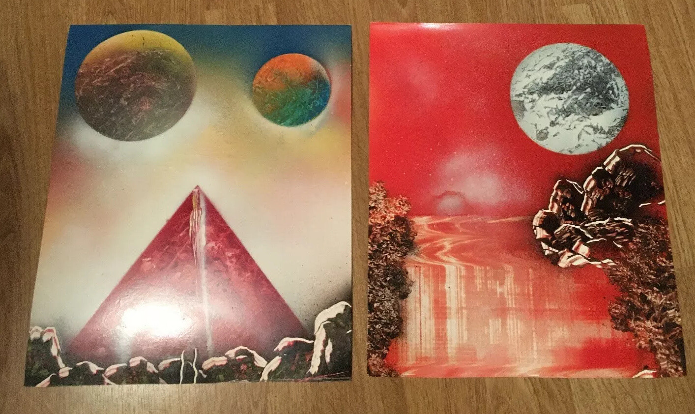 VINTAGE 80s 90s FANTASY SCI FI SPACE ART PAINTINGS X2 ON PAPER | eBay UK