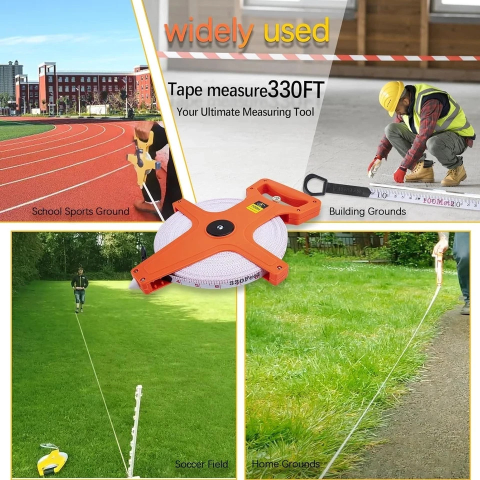 Open Reel Fiberglass Long 300 Ft Tape Measure Construction Track and ...