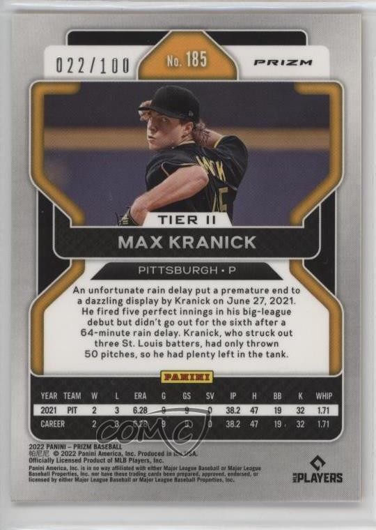 2022 Panini Prizm Tier II Neon Orange Prizm /100 Max Kranick #185 ...