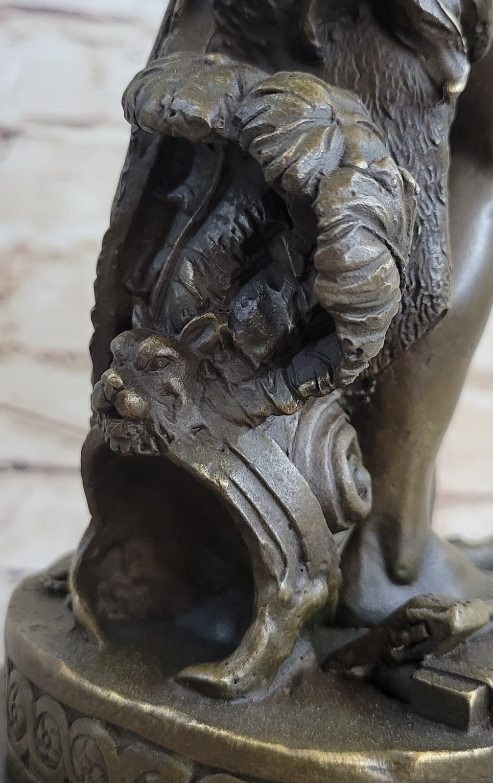 13" Western Greek mythology Art Bronze hold bow Angell & lion helm Wing ...