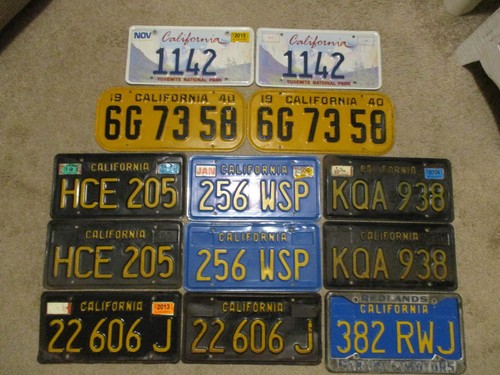 LOT 14 PIECE CALIFORNIA LICENSE PLATES 5 GUARANTEED DMV CLEAR PAIRS ...