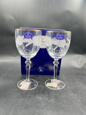 Vintage Royal Doulton Country Roses Gold Rimmed Crystal Wine Goblets | eBay