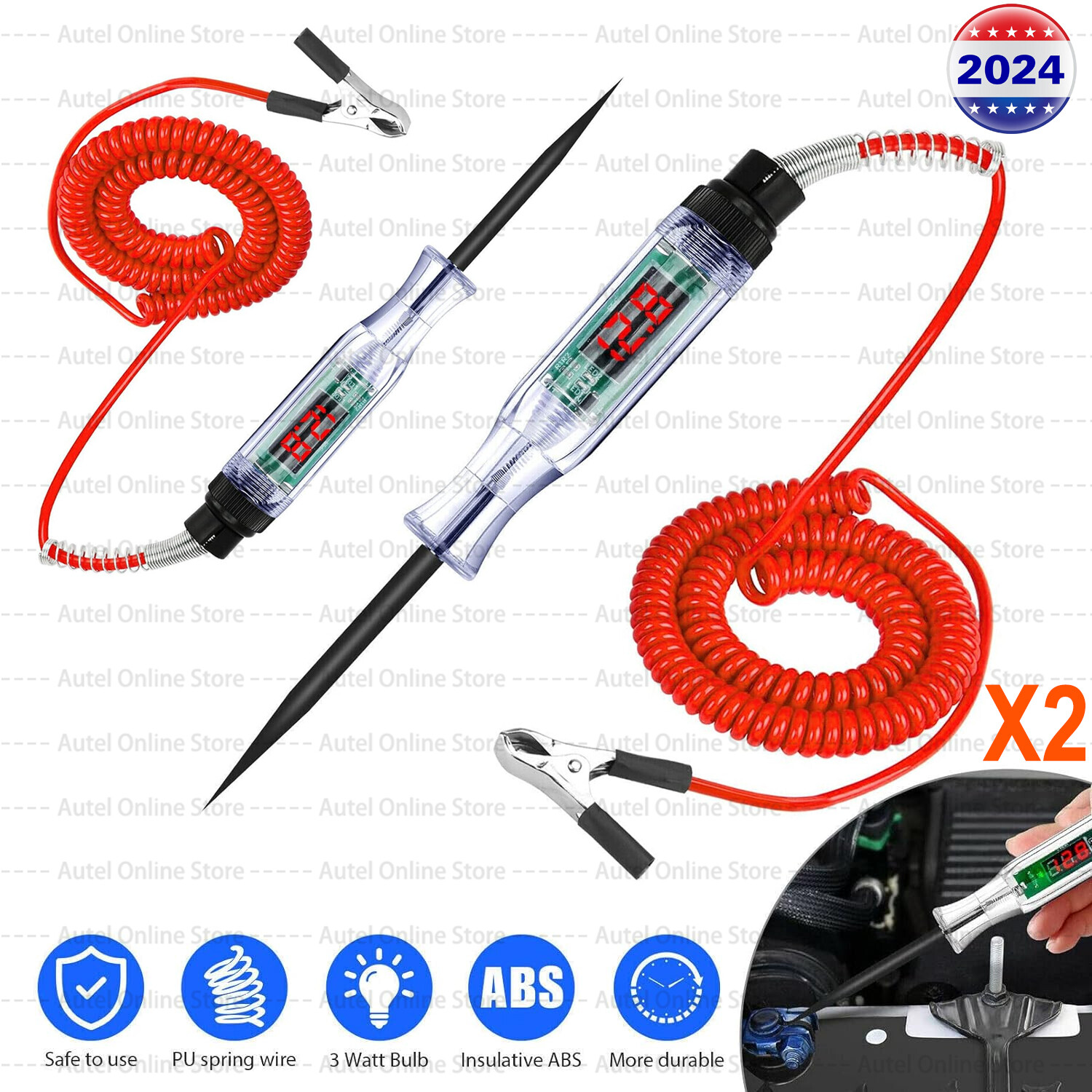 2X 6-24V Digital Electric Voltage Circuit Tester Automotive Test Light ...