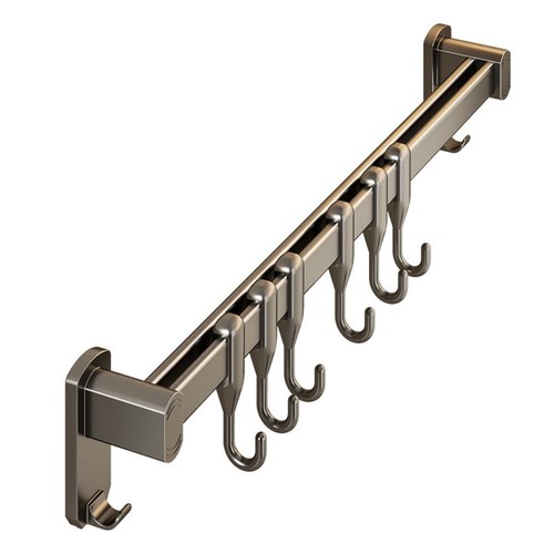 Punch-free Storage Rack Wall Mounted Hanging Rod Kitchen Hook Household ...