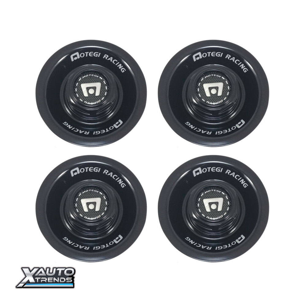 4 x Motegi Racing Wheel Center Cap FF7 Gloss Black Full Cover ...