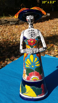 La Catrina Elegante Talavera Statue 10" Hand Painted Ceramic Mexican | eBay